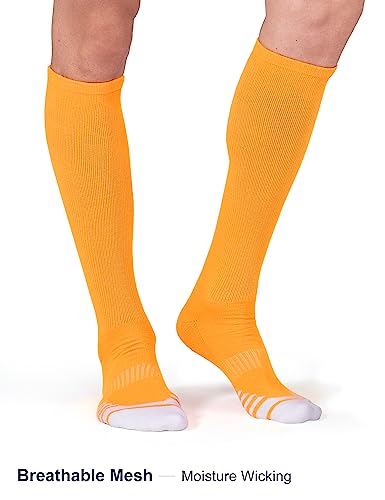 FITRELL 2 Pack Baseball Soccer Softball Socks for Kids Youth Men & Women Over-the-Calf Knee High Socks, nfl, Gold/Yellow, Medium