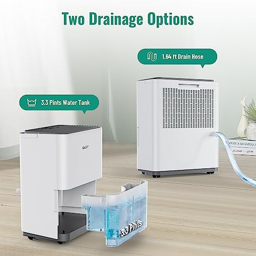 DuraComfort Dehumidifier For Home With hose,1000 Sq Ft Dehumidifiers for Bedroom Bathroom Basement Closet Kitchen RV Humidity Removal Air Dehumidifier,white