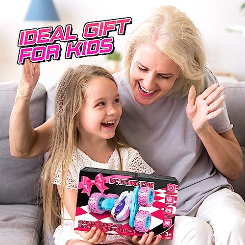 LET'S GO! RC Cars Toys for Girls Remote Control Stunt Car Outdoor Toy for 4 5 6 7 8 9 Year Old Girl Boys Kids Gifts Double Sided 4WD Race Car 360°Flip Birthday Gift for Girls Boys Kid Age 8-12