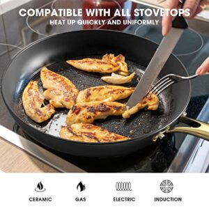 imarku Frying Pan - 8 Inch Non Stick Frying Pan, Long Lasting Cast Iron Skillet Nonstick Pan for Cooking, Honeycomb Nonstick Frying Pan with Stay Cool Stainless Steel Handle, Easy to Clean, Oven Safe