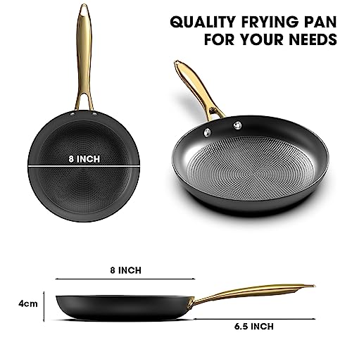 imarku Frying Pan - 8 Inch Non Stick Frying Pan, Long Lasting Cast Iron Skillet Nonstick Pan for Cooking, Honeycomb Nonstick Frying Pan with Stay Cool Stainless Steel Handle, Easy to Clean, Oven Safe