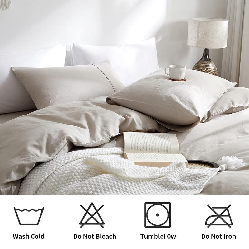 TUMEI 100% Linen Duvet Cover King, Linen Duvet Cover Set King Size 3 Pieces Bedding Duvet Cover Set Soft Breathable Durable Comforter Set Bedding 1 Duvet Cover and 2 Pillow Covers,King Natural Linen