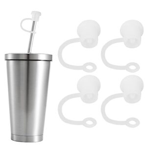 4 pack straw cover compatible with stanley h2.0/1.0 tumbler cups all oz, and others 6-10 mm straw, reusable drinking straw cap, food-grade silicone straw accessories, soft straw topper, transparent