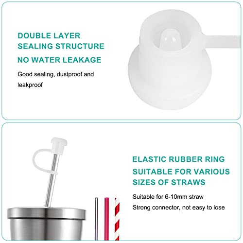 4 Pack Straw Cover Compatible with Stanley H2.0/1.0 Tumbler Cups All OZ, and Others 6-10 mm Straw, Reusable Drinking Straw Cap, Food-Grade Silicone Straw Accessories, Soft Straw Topper, Transparent