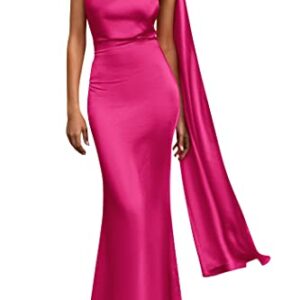 PRETTYGARDEN Women's Maxi Satin Dress Sleeveless Halter Neck Backless Long Formal Evening Cocktail Dresses (Rose Red,X-Large)