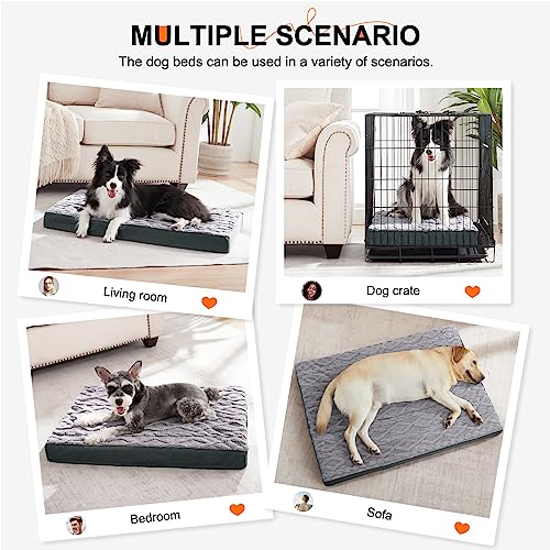 INVENHO Dog Beds for Large Dogs, Soft Plush Orthopedic Dog Bed, Waterproof Dog Crate Bed with Removable Cover and Nonskid Bottom, Egg Crate Foam Pet Bed Mat, Machine Washable (36"x27"x3")