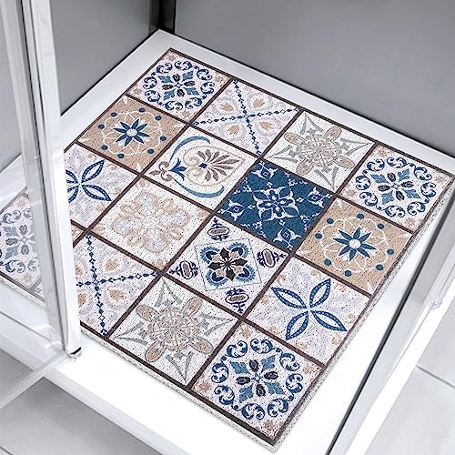 Square Shower Mat 24x24 Inch Non Slip Bath Mat for Inside Shower Loofah Shower Mat for Elderly Soft Textured Foot Massage Pad Bathroom Floor Mat for Wet Area, Without Suction Cups, Quick Drying