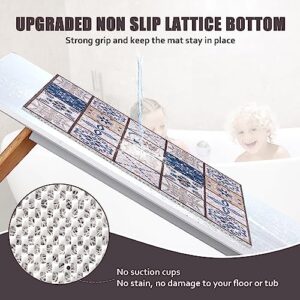 Square Shower Mat 24x24 Inch Non Slip Bath Mat for Inside Shower Loofah Shower Mat for Elderly Soft Textured Foot Massage Pad Bathroom Floor Mat for Wet Area, Without Suction Cups, Quick Drying