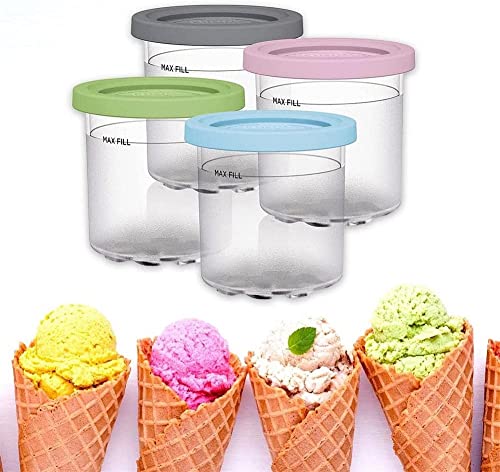 New Ice Cream Pints Containers|2/4 Packs Containers with Lids Replacements for Ninja Creami Pints,With NC301 NC300 NC299AMZ Series Ice Cream Maker (B)