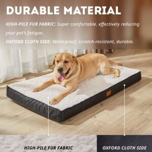 LIORCE Large Dog Crate Bed for Large Dogs - Big Orthopedic Dog Beds with Removable Washable Cover, Cooling Egg Foam Pet Bed Mat with Waterproof Liner, Non-Slip Bottom, 36 x 22 inch, White