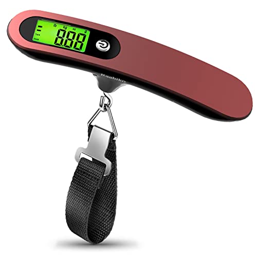 Raabiko Digital Luggage Scale, Portable Digital Luggage Weight Scale with 110lbs Capacity, Battery Included, Ruby Red