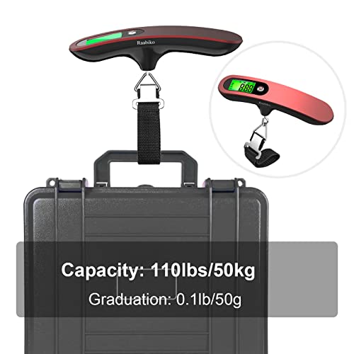 Raabiko Digital Luggage Scale, Portable Digital Luggage Weight Scale with 110lbs Capacity, Battery Included, Ruby Red