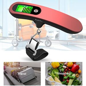 Raabiko Digital Luggage Scale, Portable Digital Luggage Weight Scale with 110lbs Capacity, Battery Included, Ruby Red