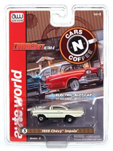 auto world thunderjet 1959 chevrolet impala street rod w/blower (white) ho scale slot car