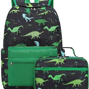 Bluboon Preschool Backpack Kids Boy Kindergarten Backpack With Lunch Box School Book Bags for Elementary Primary Schooler（Green Dinosaur