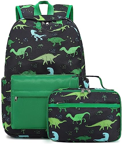 Bluboon Preschool Backpack Kids Boy Kindergarten Backpack With Lunch Box School Book Bags for Elementary Primary Schooler（Green Dinosaur