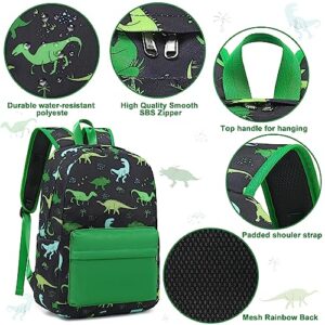 Bluboon Preschool Backpack Kids Boy Kindergarten Backpack With Lunch Box School Book Bags for Elementary Primary Schooler（Green Dinosaur