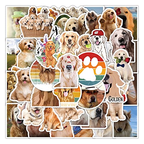 Cute Golden Retriever Dog Stickers, 55 PCS Puppy Stickers Vinyl Gifts for Laptops Water Bottles Skateboards, Kids Boys Girls Teens Party Decoration Decals (Golden Retriever)