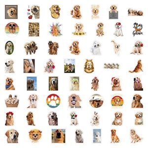 Cute Golden Retriever Dog Stickers, 55 PCS Puppy Stickers Vinyl Gifts for Laptops Water Bottles Skateboards, Kids Boys Girls Teens Party Decoration Decals (Golden Retriever)