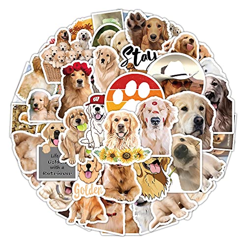 Cute Golden Retriever Dog Stickers, 55 PCS Puppy Stickers Vinyl Gifts for Laptops Water Bottles Skateboards, Kids Boys Girls Teens Party Decoration Decals (Golden Retriever)