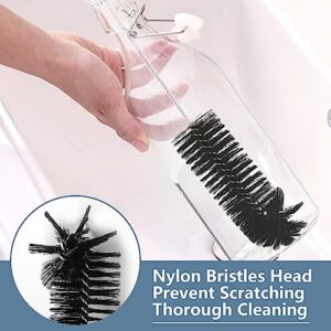 8 Pcs Bottle Brush and Straw Cleaner Brush, Long Deep Nylon Black Bottle Cleaner Brush with Durable Stainless Steel Flexible Handles for Bottles, Straws, Pipes, Wine Decanter, Sinks and Cup Cover