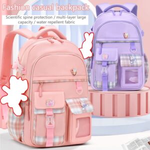 HANXIUCAO Backpacks for Girls Large Bookbags for Teens Girls Backpack for School Laptop Compartment Primary School (Pink)