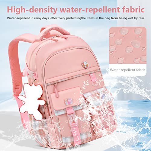 HANXIUCAO Backpacks for Girls Large Bookbags for Teens Girls Backpack for School Laptop Compartment Primary School (Pink)