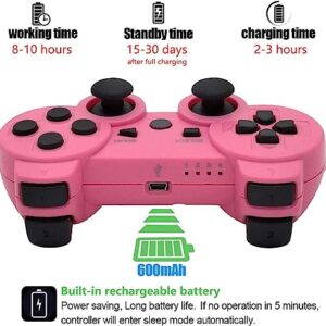 Zeion PS3 Controller Wireless, Gaming Remote Joystick for Play 3 with Charger Cable Cord (Black, Pink, White, Blue)