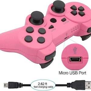 Zeion PS3 Controller Wireless, Gaming Remote Joystick for Play 3 with Charger Cable Cord (Black, Pink, White, Blue)