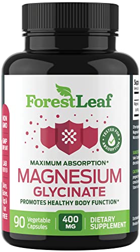 Pure Magnesium Glycinate Capsules - High Absorption Magnesium Glycinate - Pure Mag Bisglycinate for Stress, Bones, Muscles, Nerves, Sleep, Relaxation & Heart Health - Non GMO & Gluten Free (90 Count)