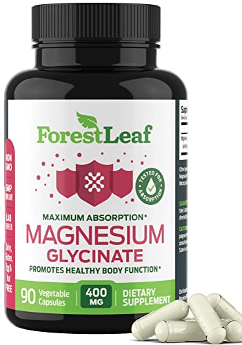 Pure Magnesium Glycinate Capsules - High Absorption Magnesium Glycinate - Pure Mag Bisglycinate for Stress, Bones, Muscles, Nerves, Sleep, Relaxation & Heart Health - Non GMO & Gluten Free (90 Count)