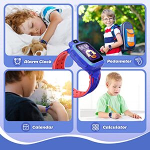 Kids Watch Boys with Camera,Children Digital Smart Watch Touchscreen with Video Mp3 Alarm Pedometer Games for Age 3-9 Years Old Christmas Birthday Gifts - Dark Blue with 32GB SD Card