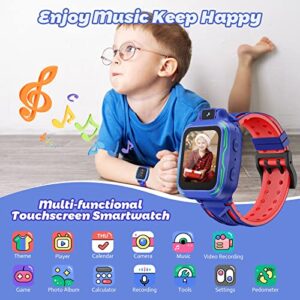 Kids Watch Boys with Camera,Children Digital Smart Watch Touchscreen with Video Mp3 Alarm Pedometer Games for Age 3-9 Years Old Christmas Birthday Gifts - Dark Blue with 32GB SD Card