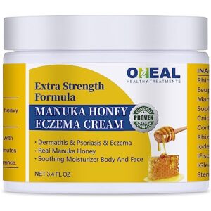 oheal manuka honey eczema cream, eczema psoriasis shingles honey cream for dry skin, one bottle for dermatitis cream, psoriasis treatment for skin, eczema honey for ringworm treatment, 3.4 oz