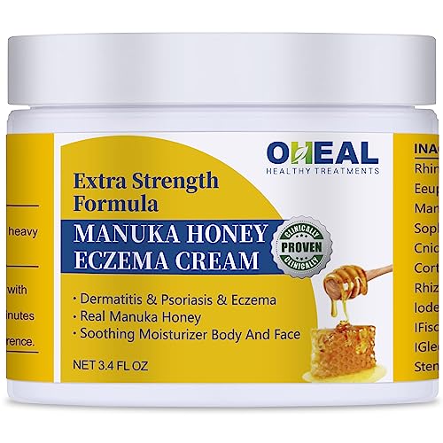 OHEAL Manuka Honey Eczema Cream, Eczema Psoriasis Shingles Honey Cream for Dry Skin, One Bottle for Dermatitis Cream, Psoriasis Treatment for Skin, Eczema Honey for Ringworm Treatment, 3.4 oz