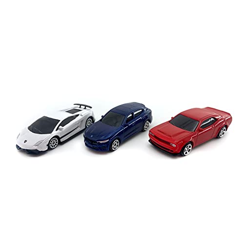 Just For Laughs 6 Diecast Metal Cars, 1:64 Scale Mini Cars, Officially Licensed - Lamborghini Gallardo Superleggara, Dodge Challenger, Maserati Levante GTS, Ford GT, Audi R8 Coupe, Volkswagon Golf GTI