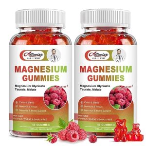 Sugar-Free Magnesium Glycinate Gummies, Complex Magnesium Supplement 600mg with Calcium, Magnesium Glycinate 300 mg with Taurate, Malate, COQ10, Vitamin B6 and D3, Supports for Memory, Calm, Mood