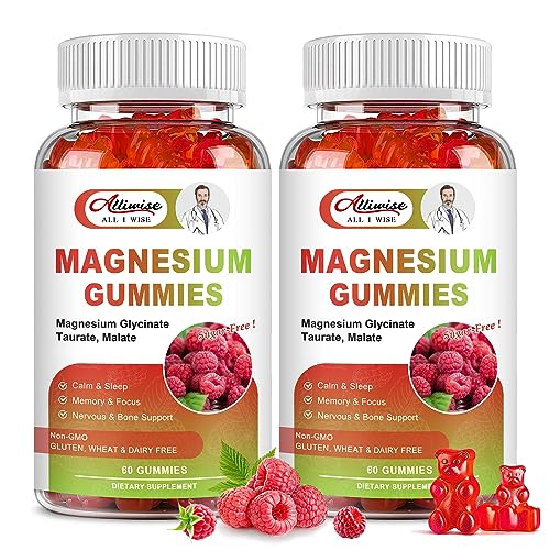 Sugar-Free Magnesium Glycinate Gummies, Complex Magnesium Supplement 600mg with Calcium, Magnesium Glycinate 300 mg with Taurate, Malate, COQ10, Vitamin B6 and D3, Supports for Memory, Calm, Mood