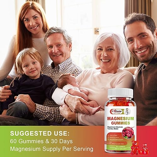 Sugar-Free Magnesium Glycinate Gummies, Complex Magnesium Supplement 600mg with Calcium, Magnesium Glycinate 300 mg with Taurate, Malate, COQ10, Vitamin B6 and D3, Supports for Memory, Calm, Mood