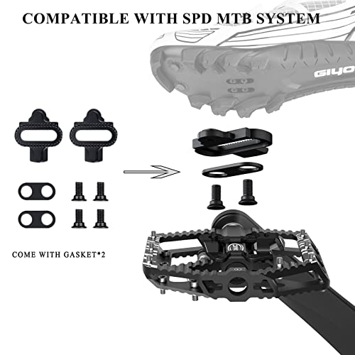 Mountain Bike Pedals - 3 Sealed Bearing Clipless Pedals - 9/16" CNC Machined Cr-Mo Axle MTB Bike Pedals