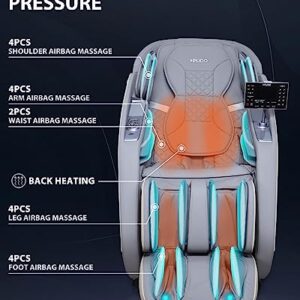 PUDO 2023 4D Massage Chair Full Body | Zero Gravity Shiatsu Massage Chairs Recliner with AI Voice with Heated SL Track Bluetooth Speaker Airbag Yoga Stretch, Foot Roller Auto Legrest (Beige)