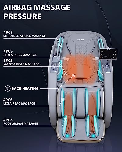 PUDO 2023 4D Massage Chair Full Body | Zero Gravity Shiatsu Massage Chairs Recliner with AI Voice with Heated SL Track Bluetooth Speaker Airbag Yoga Stretch, Foot Roller Auto Legrest (Beige)