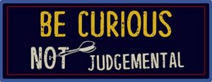 flinelife be curious not judgemental sign, 16 x 6, be curious motivational wall art decor - perfect for fans