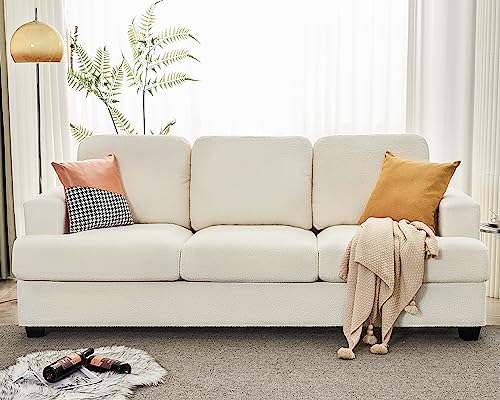 VanAcc 89" Sofa, Comfy Sofa Couch with Extra Deep Seats, Modern Sofa- 3 Seater Sofa, Couch for Living Room Apartment Lounge, Offwhite Bouclé