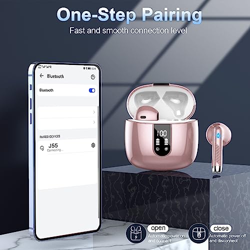 Wireless Earbud Bluetooth 5.3 Headphones with Clear Sound, 40H Playtime, Sport Earbud Touch Control with LED Digital Display, IP7 Waterproof Bluetooth Earphones Built-in Mic for Android iOS Workout