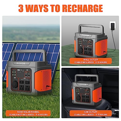 PGYOB 300W Portable Power Station, 296Wh Outdoor Solar Generator Backup Ternary Battery Pure Sine Wave Power Pack with AC/DC Outlet, PD USB-C Outlet for Home, Camping, RV, Blackout, CPAP