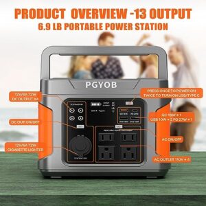 PGYOB 300W Portable Power Station, 296Wh Outdoor Solar Generator Backup Ternary Battery Pure Sine Wave Power Pack with AC/DC Outlet, PD USB-C Outlet for Home, Camping, RV, Blackout, CPAP