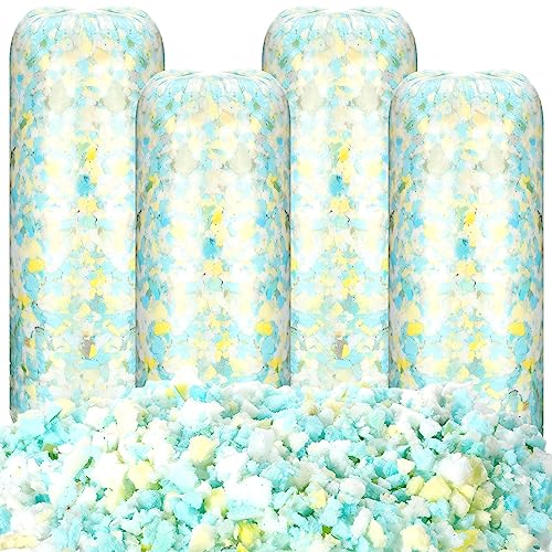 Frienda Shredded Memory Foam Filling Bean Bag Chair Filler Memory Foam Refill Beanbag Stuffing Foam for Pillow Cushion Chair Replacement Fill, 5 Lbs Each(4 Pack)