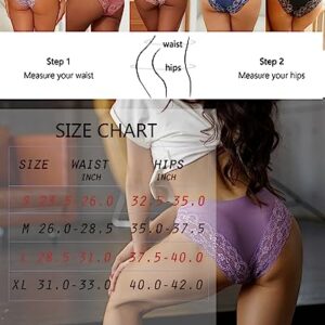 FINETOO Underwear for Women Lace Sexy Hipster V Cut No Show Bikini Panties Seamless Cheeky 5 Pack S-XL