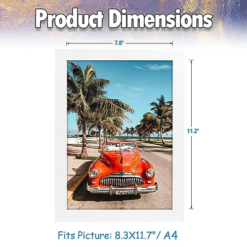 AUEAR, A4 Picture Frame White Set of 2, 8.3x11.7 Frame Wall Mounted Horizontal And Vertical